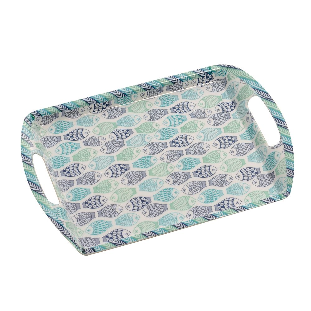 MARINE BLUE MEDIUM MELAMINE TRAY - Eddingtons