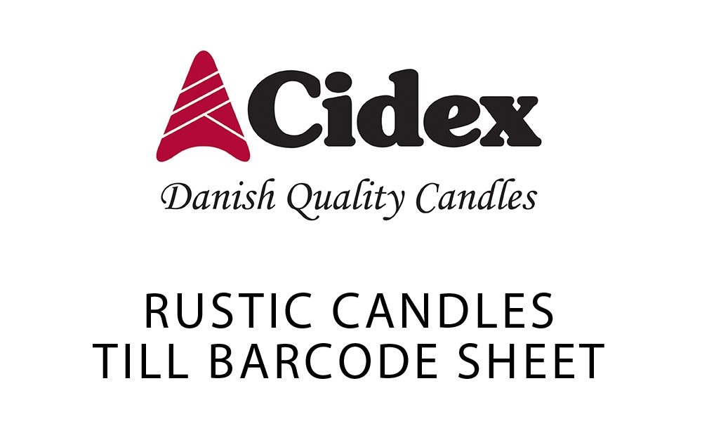 Cidex Rustic Candles Barcode Till Sheet - Eddingtons